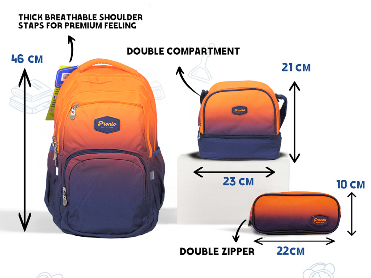 Fairco STA3049 Pronto School Backpack 18 INCH W/Lunch Bag & Pencil Case ...