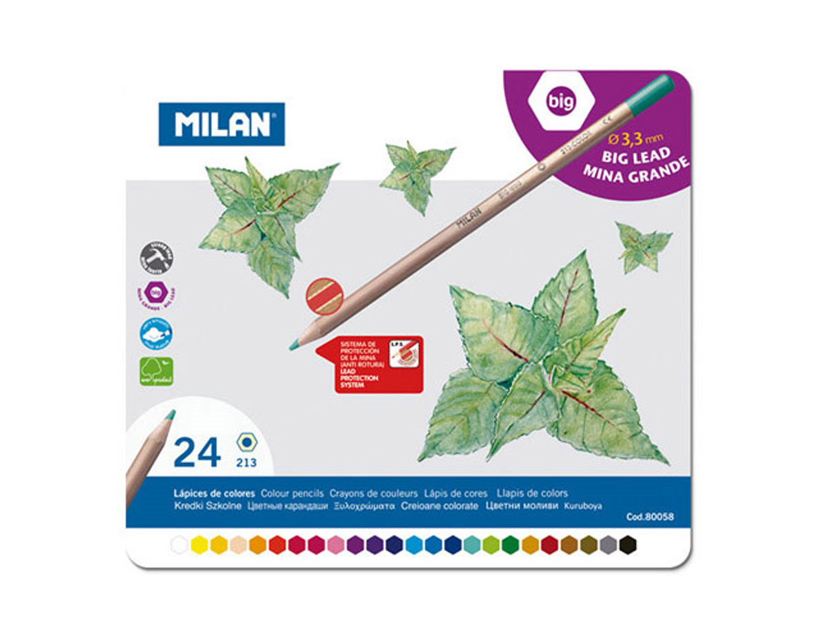 Fairco WRI0741 Milan Colored Pencil Big Leads In Metal Box /24