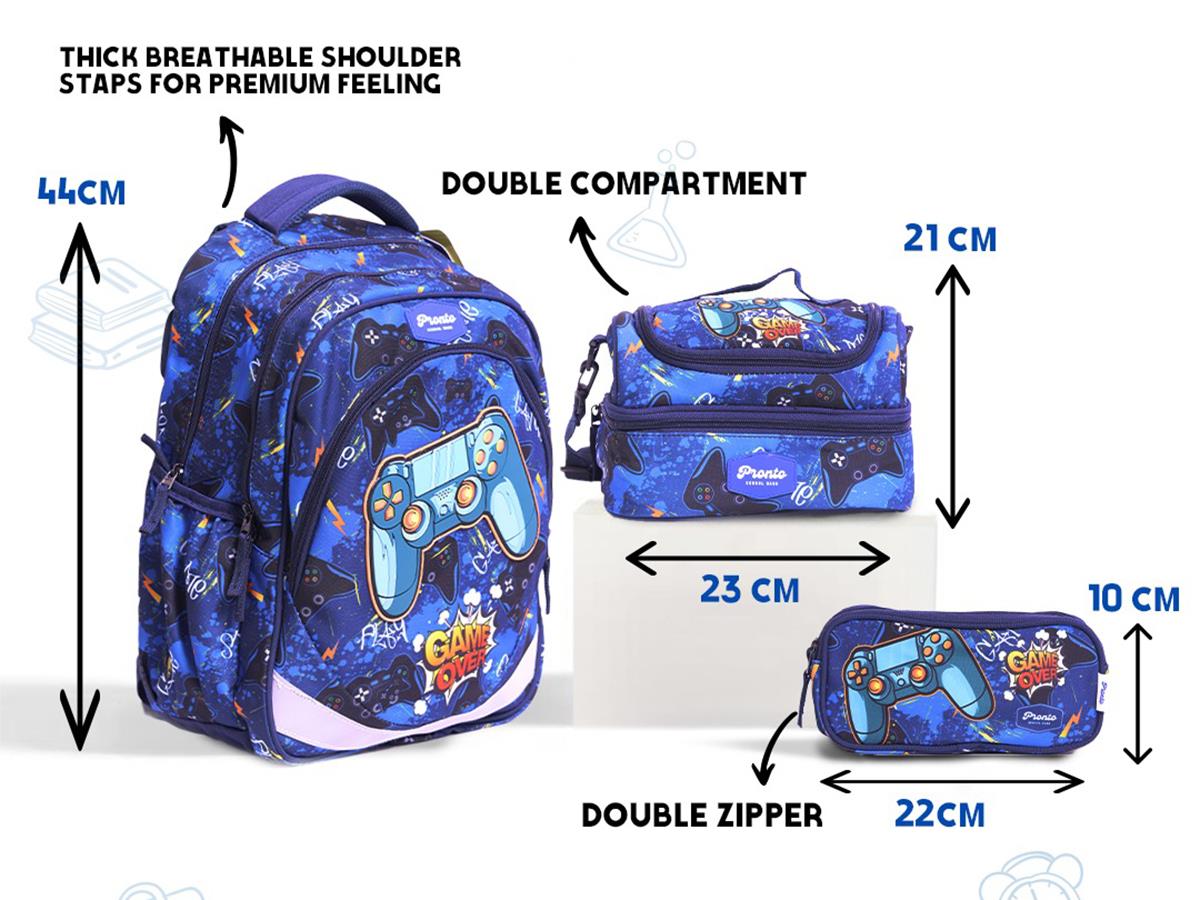 Fairco STA3052 Pronto School Backpack 17 INCH W/Lunch Bag & Pencil Case