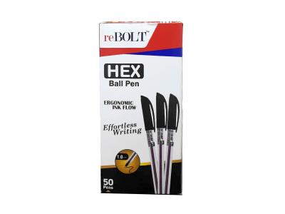 Fairco WRI1484 Rebolt Hex Ball Point Pen 1.0mm Black Box Of 50